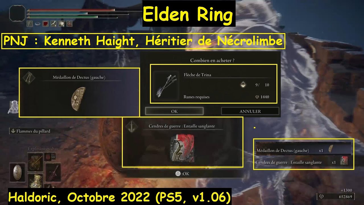 Elden Ring, Trouver CDG : Entaille sanglante, Médaillon de Dectus ...
