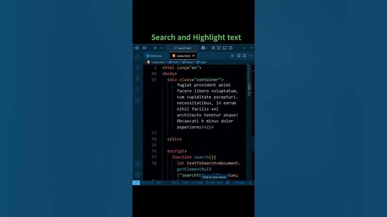 Create Search and Highlight text component design using html CSS and JS | JavaScript Projects ...