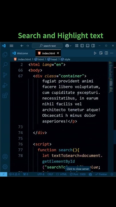 Create Search and Highlight text component design using html CSS and JS | JavaScript Projects ...