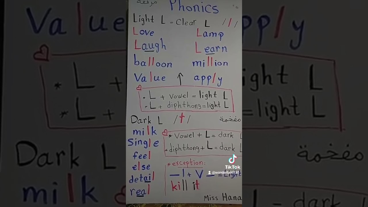 Phonics Dark L& Light L - YouTube