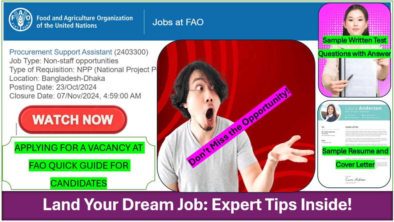 FAO Procurement Support Assistant Job Application: Cover Letter Writing ...