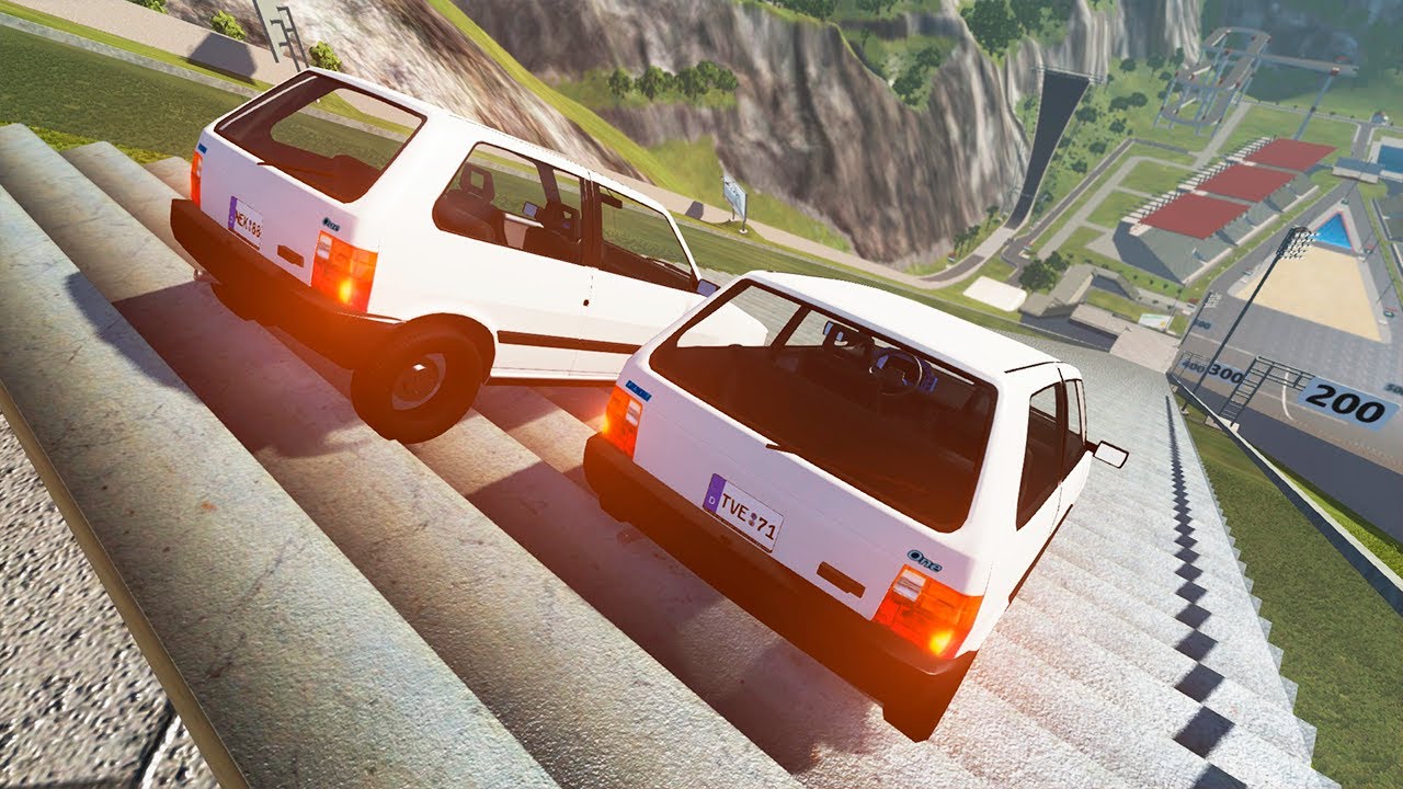 Descendo A Escadaria De Fiat Uno Multiplayer! Beamng Drive - YouTube