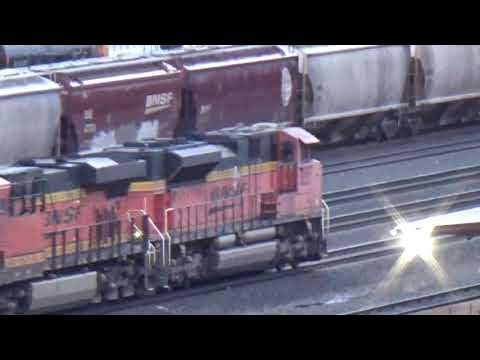 (Northbound) BNSF Empty Grain Train pulls forward and stops at the BNSF Tacoma Train Yard. - YouTube