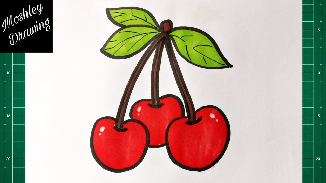 How to Draw Cherries Step by Step - YouTube