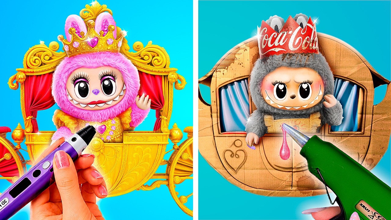 DIY Gold and Cardboard LABUBU Princess! LOL Surprise DIYs - YouTube