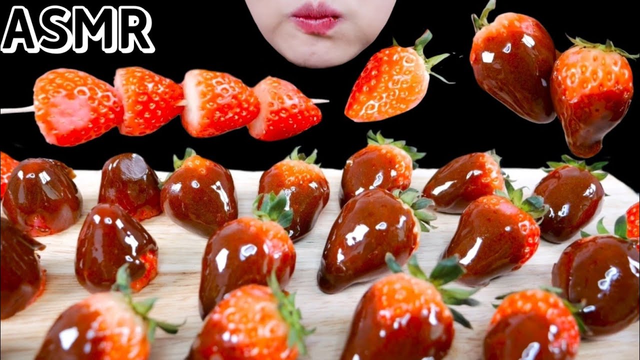 ASMR MUKBANG TANGHULU STRAWBERRY UNREFINED SUGAR, RAW SUGAR 흑설탕 탕후루, 딸기 ...