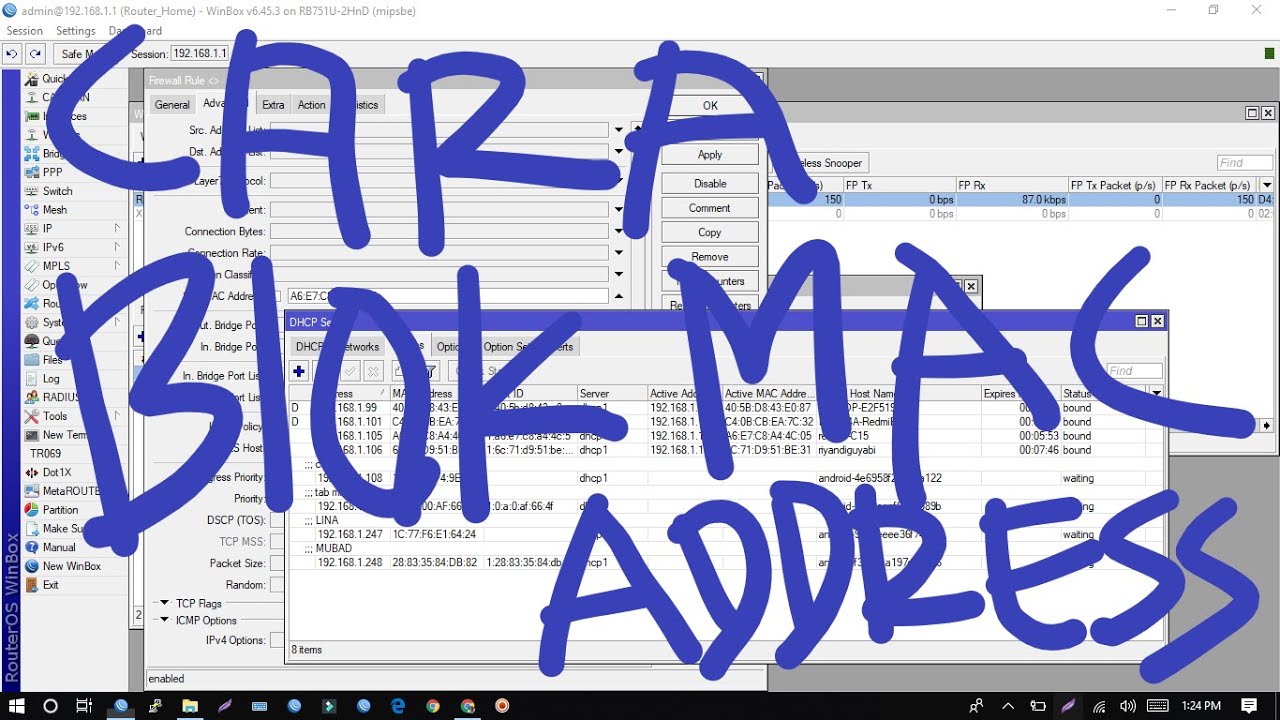 CARA BLOKIR MAC ADDRESS PADA MIKROTIK 2021 - YouTube