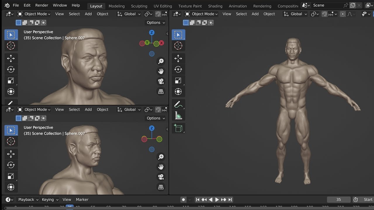 Sculpting in blender 3.4 - Timelapse - Male Anatomy (practice session ...