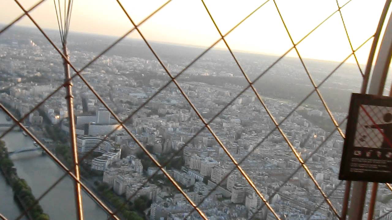 Paris from the Eiffel tower observation deck, 360 degree view of city ...