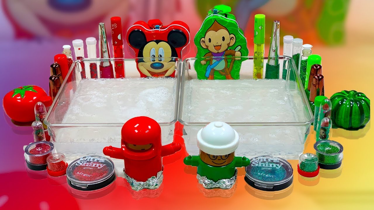 Red vs Green - Mixing Makeup Eyeshadow into Slime | Satisfying Slime ...