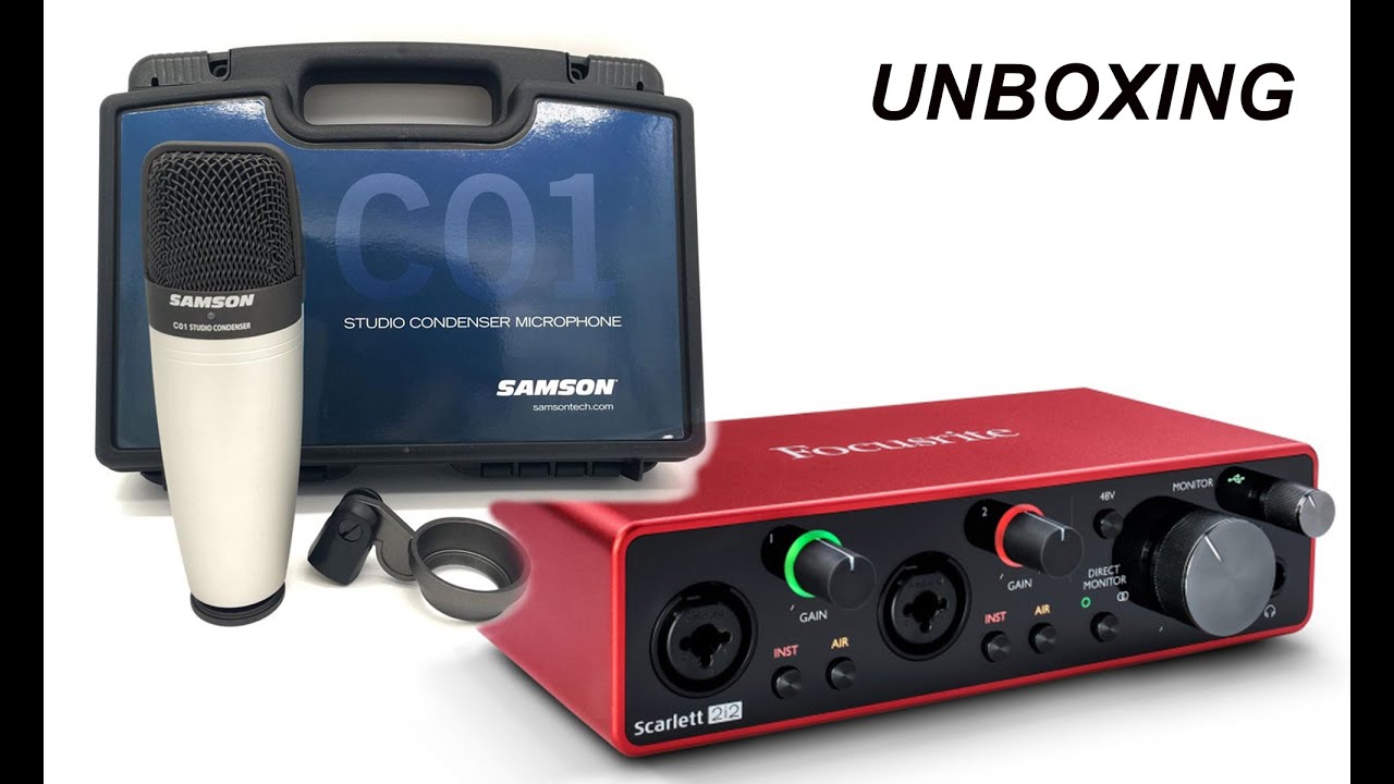 UN BOXING / Samson C01 Condenser Microphone / Focus­rite Scar­lett 2i2 ...