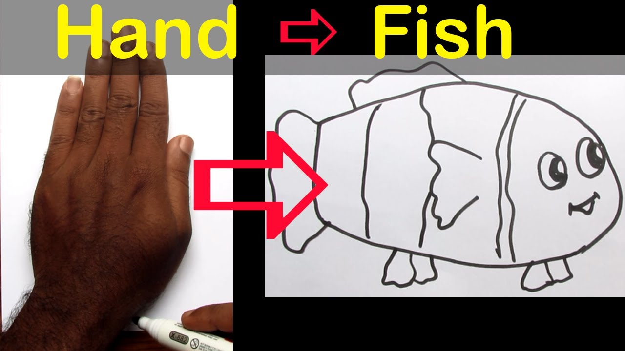 How to drawing fish using hand structure very easy || Simple drawing ...