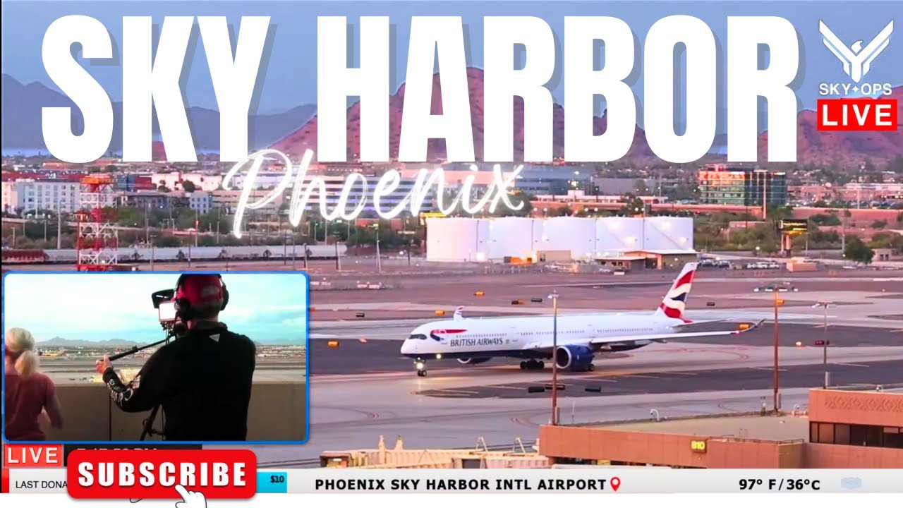 LIVE Sunset to Night Plane Spotting Phoenix Sky Harbor (PHX) | Live ...