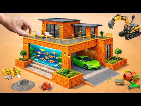 DIY Mini Construction: Rebuilding a Modern Villa with a Giant Aquarium After King Kong Destruction!
