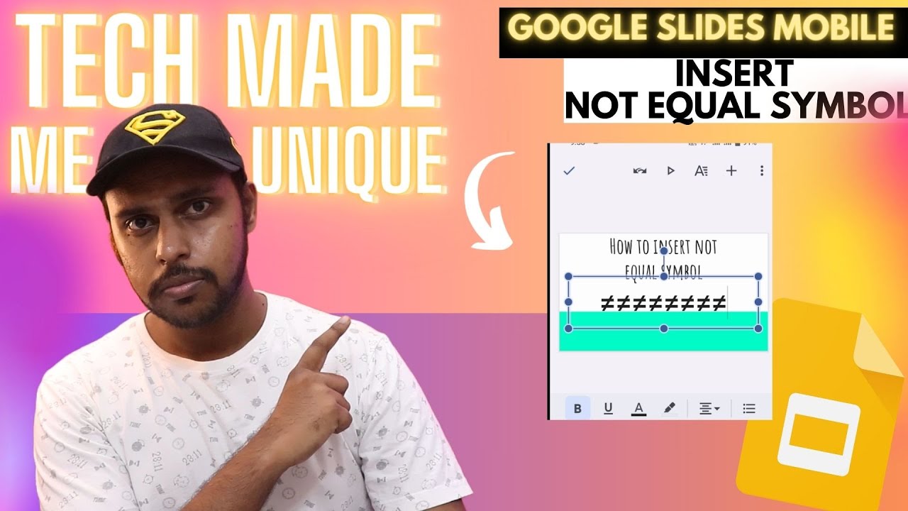 How to insert not equal symbol in Google slides mobile - YouTube
