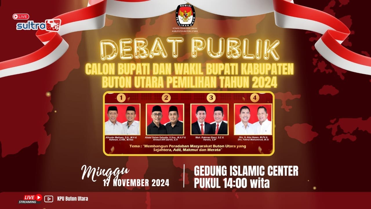 🔴 [ LIVE ] KPU BUTON UTARA GELAR DEBAT PUBLIK CALON BUPATI & WAKIL ...
