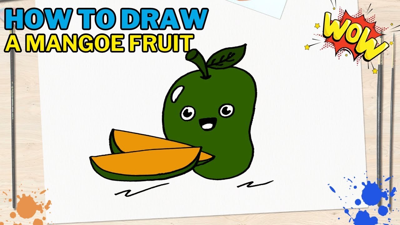 How to Draw A Mango Fruit Easy for Kids and Toddlers | Fruit Drawing ...
