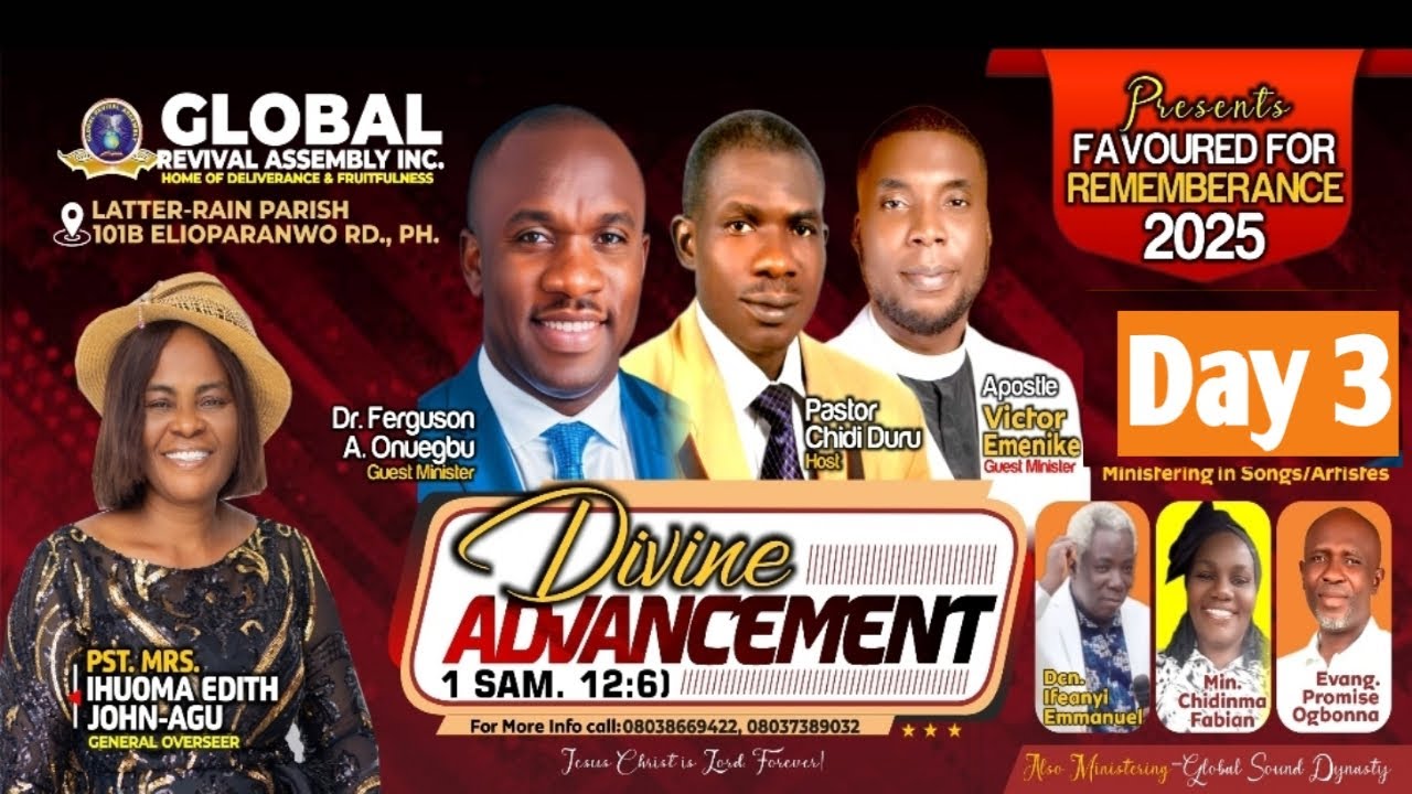 Favoured for Remembrance 2025 Day 3:Divine Advancement live - YouTube