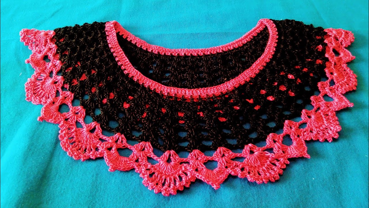 Very easy and beautiful crochet neck/Collar tutorial. #কুশিকাটার গলার ...