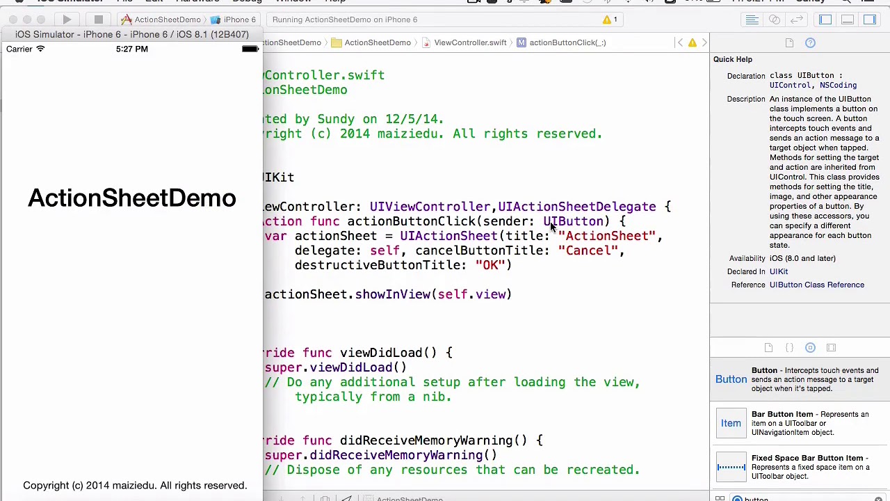 iOS开发玩转界面-UIKit-28.UIActionSheet - YouTube