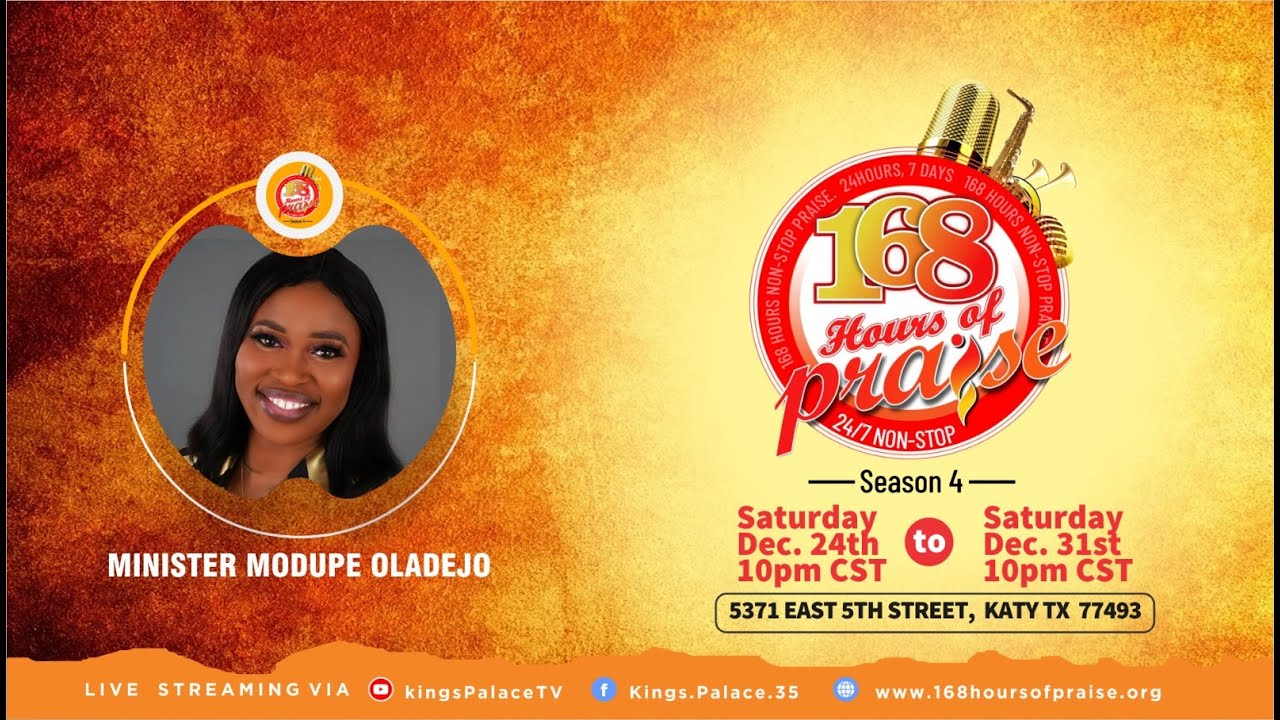 29th hour of 168 hours of praise | MINISTER MODUPE OLADEJO | RCCG TKP | 2022 - YouTube