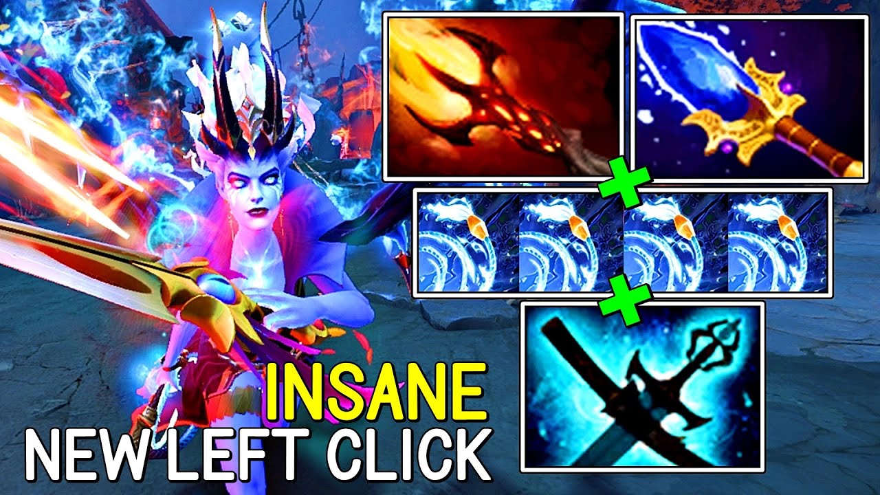 Insane New Queen of Pain LEFT CLICK Dagon Build + Aghanim Scepter Hero ...