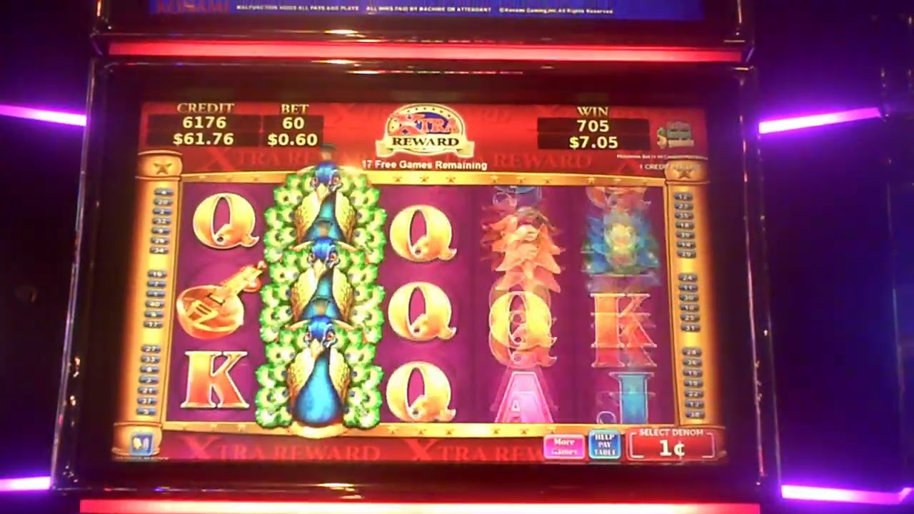 Adorned Peacock Slot Machine Bonus And Line Hit - YouTube