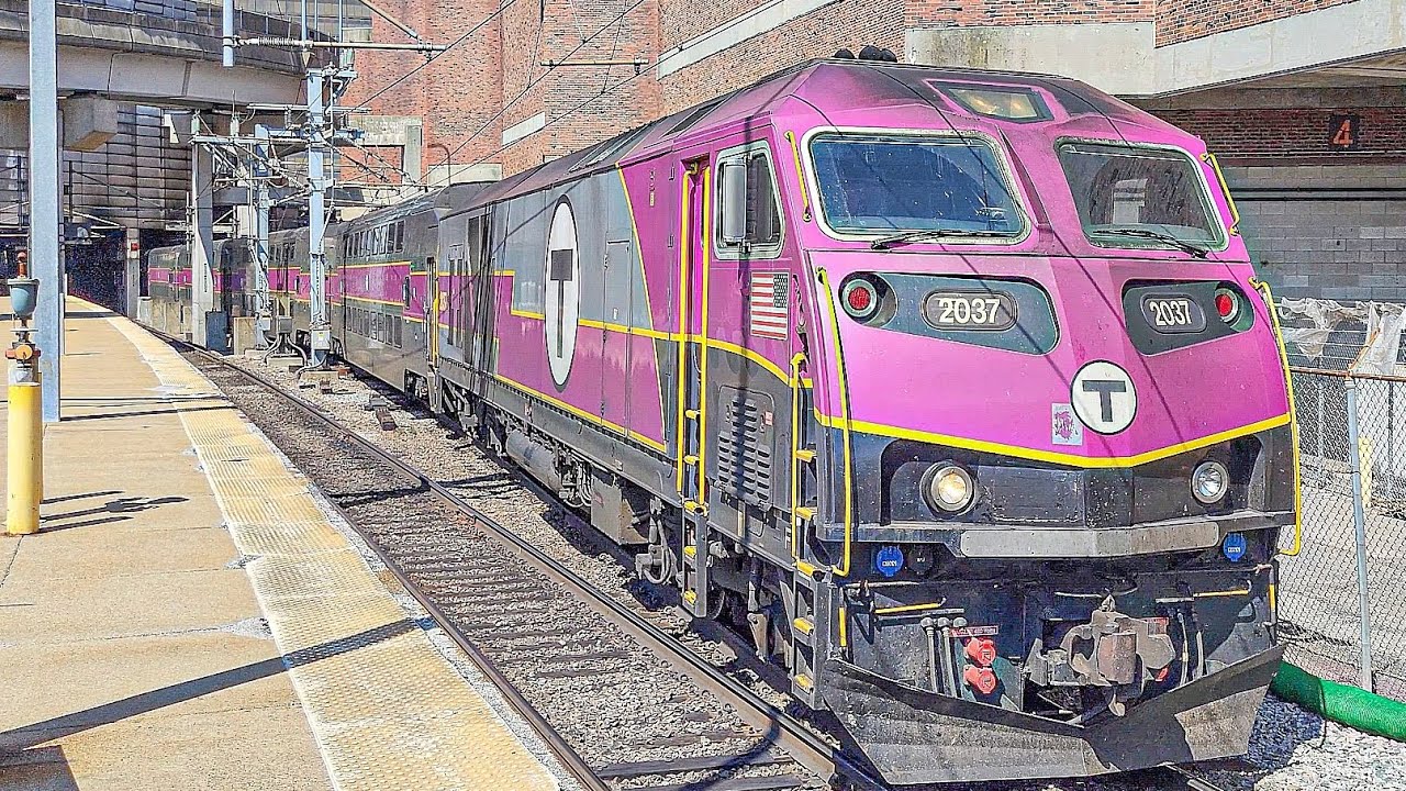 MBTA MPI HSP46 #2037 departs South Station - YouTube