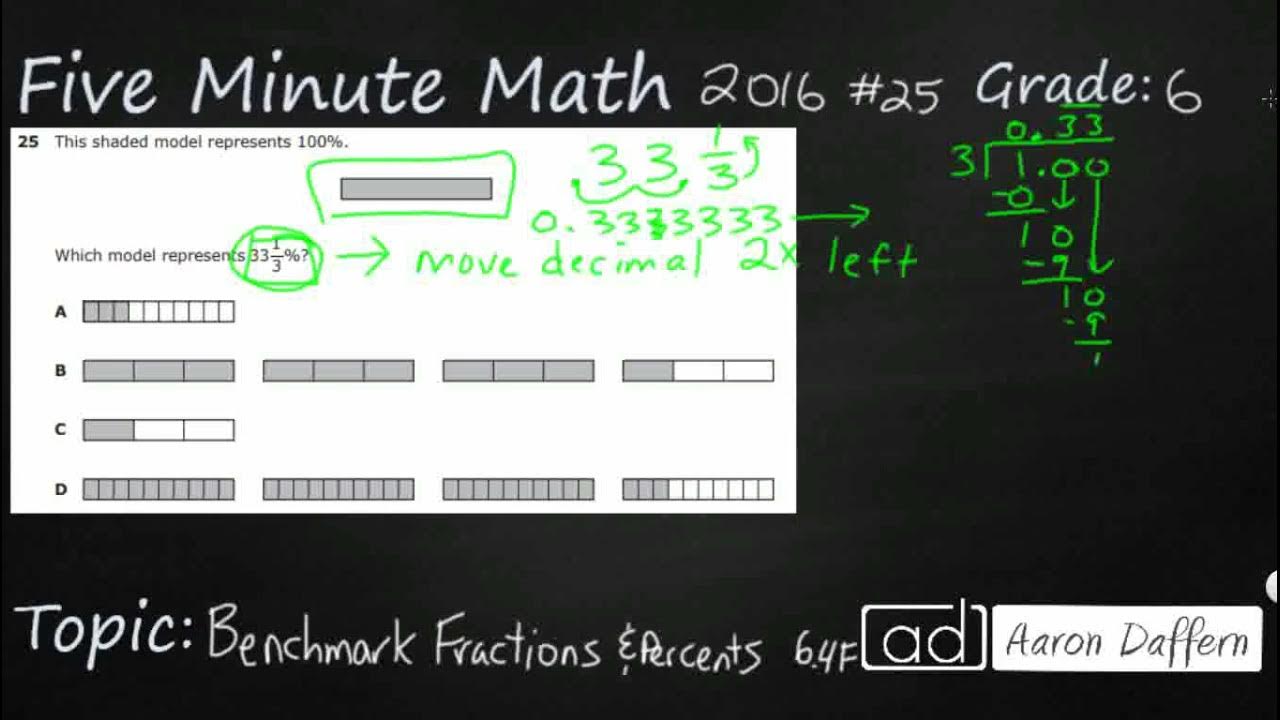 6th Grade STAAR Practice Benchmark Fractions and Percents (6.4F - #1 ...
