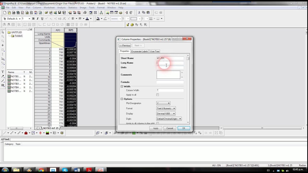 Como graficar desde varios archivos de texto en Origin 8 - YouTube