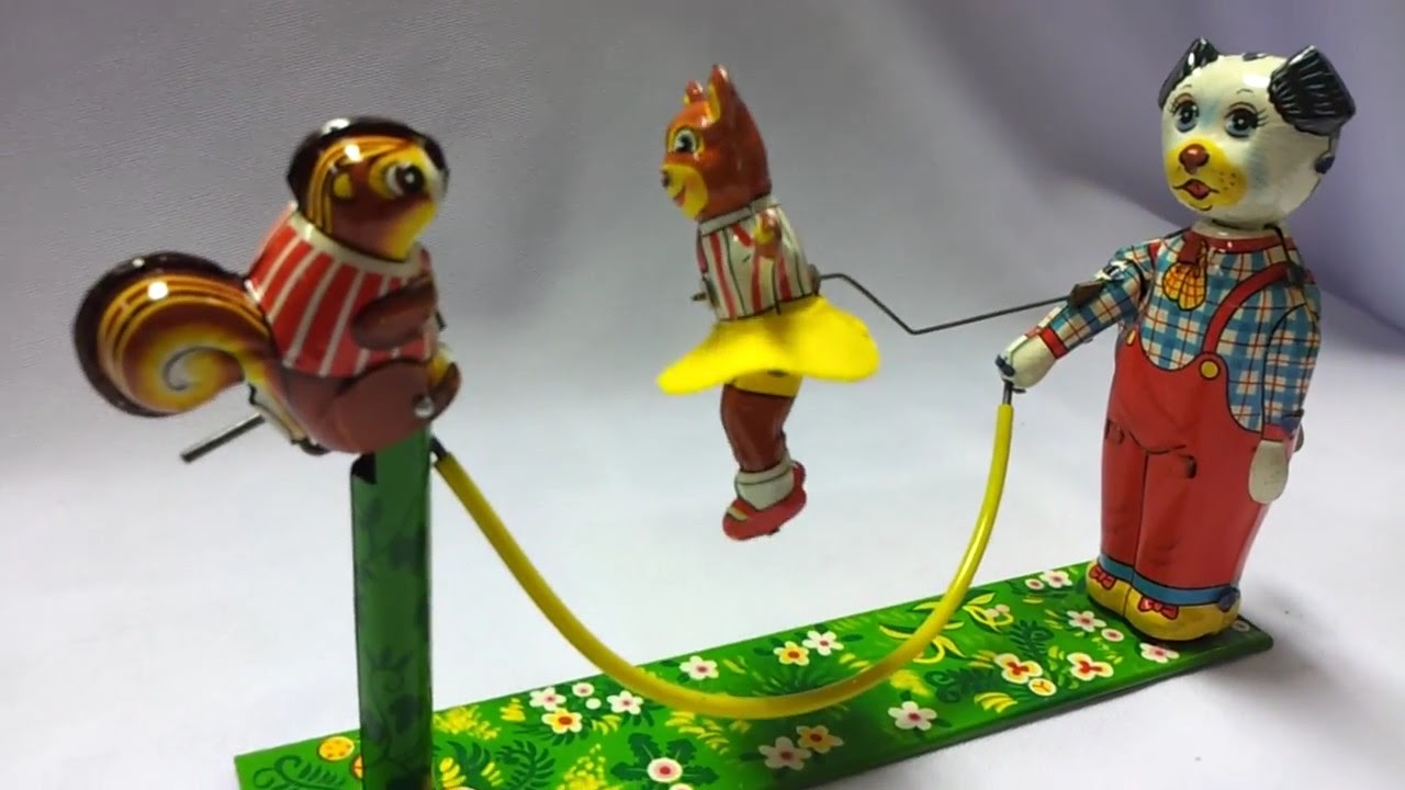 Skip Rope Animal Mechanical Wind Up Tin Toy TPS JAPAN - YouTube