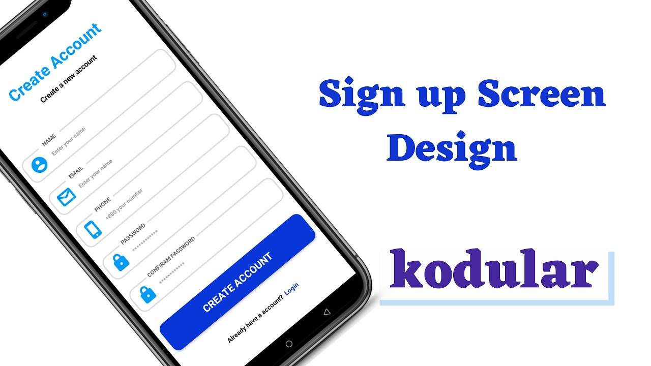 Sing up Screen Design in kodular App Design with out coding - YouTube