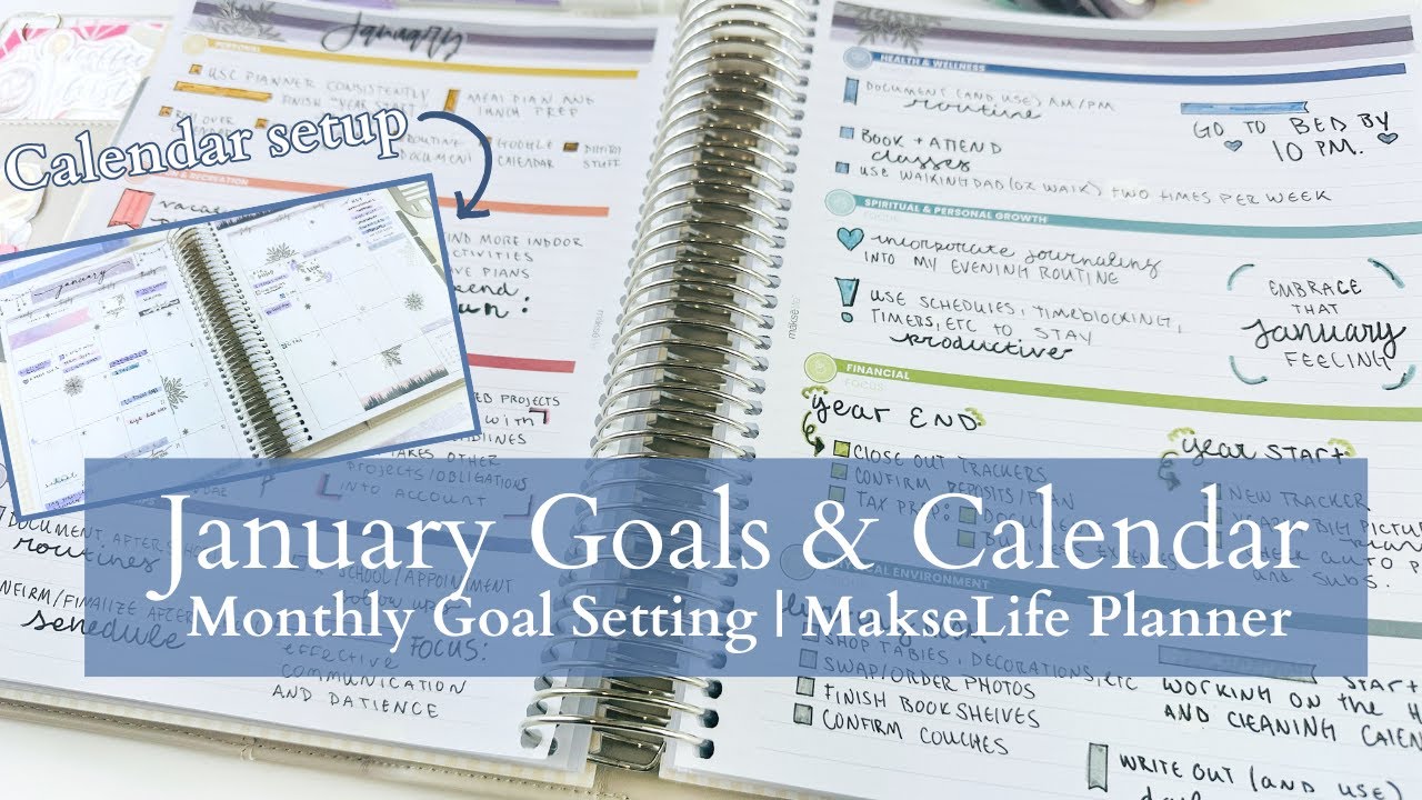 January GOALS + Calendar Setup | MakseLife Planner Monthly Goal Setting ...