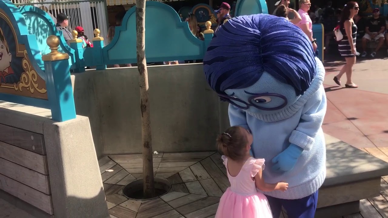 Sadness from Inside Out Meet and Greet at Disneyland with Pailsey - YouTube