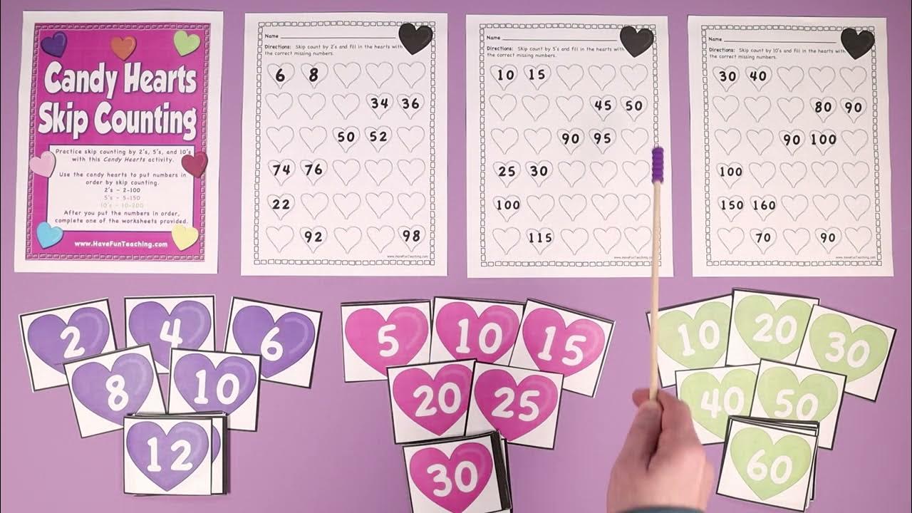 Candy Hearts Skip Counting Activity - YouTube
