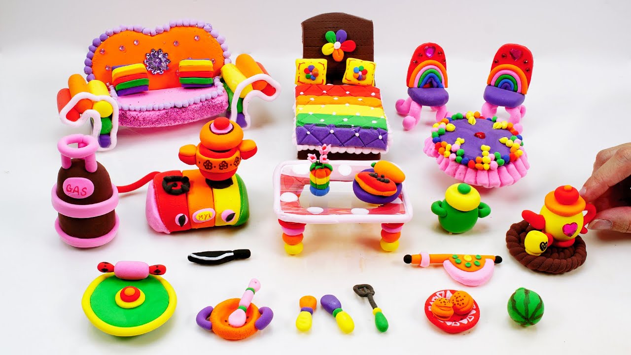 DIY How To Make Polymer Clay Miniature Doll House, Cute Bed, Sofa ...