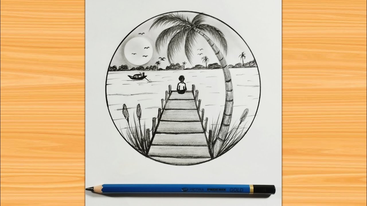 How to draw landscape drawing easy | Alone boy drawing easy - YouTube