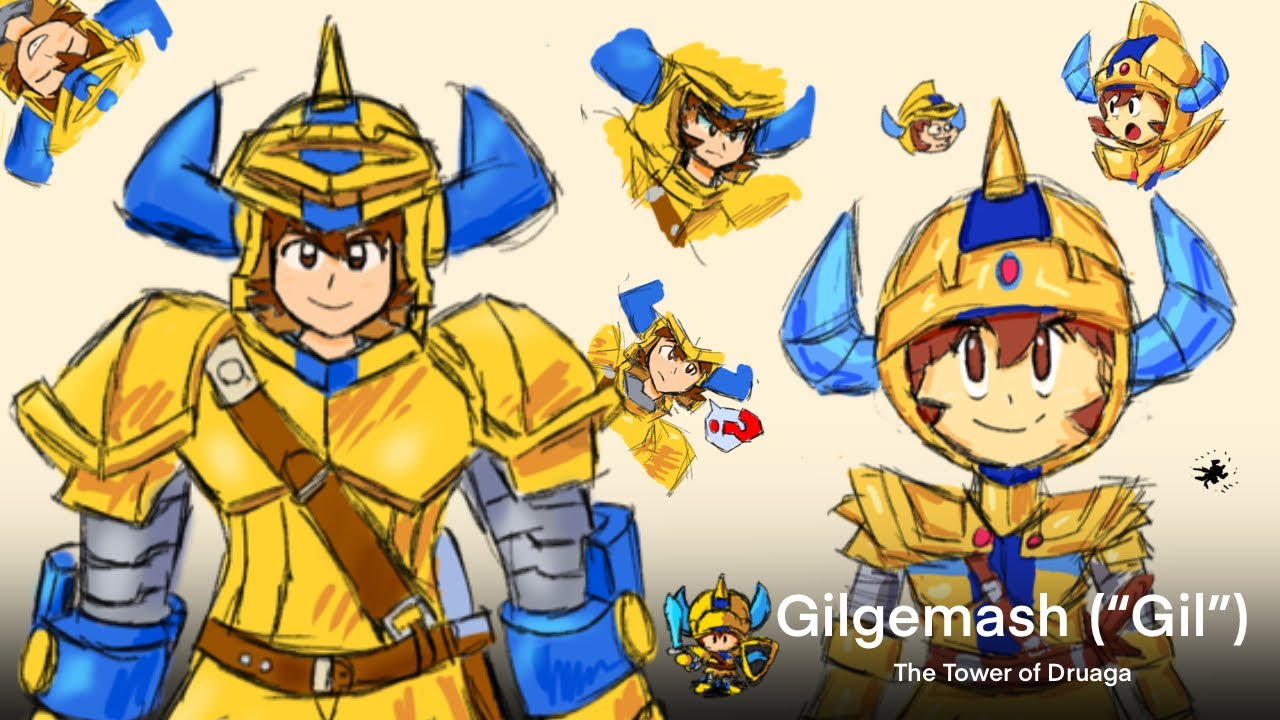 Gilgemash (aka "Gil", The Tower of Druaga) - Line Art Timelapse - YouTube