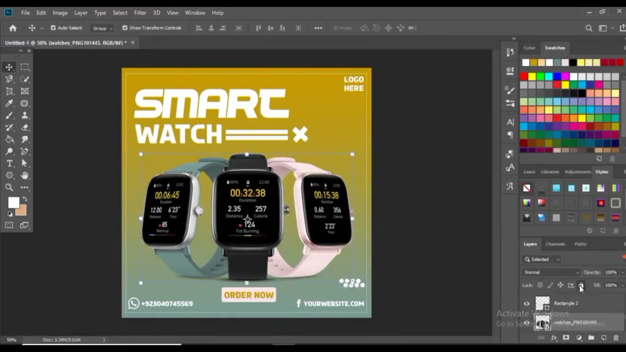 how to creat smartwatch sale flyers, posters in minutes - YouTube