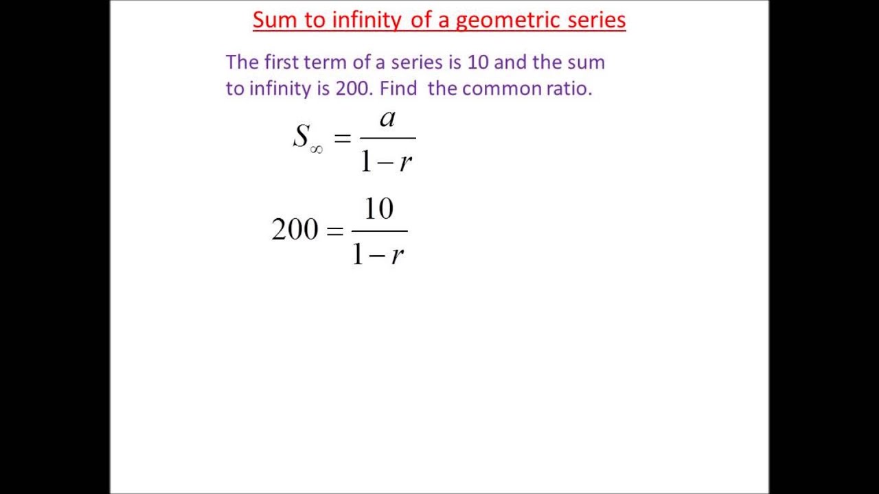 Sum to infinity practice question 2 - YouTube