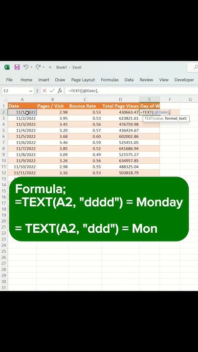 How To Extract Day Name From Date Using Excel Functions Microsoftexcel Exceltips 6584