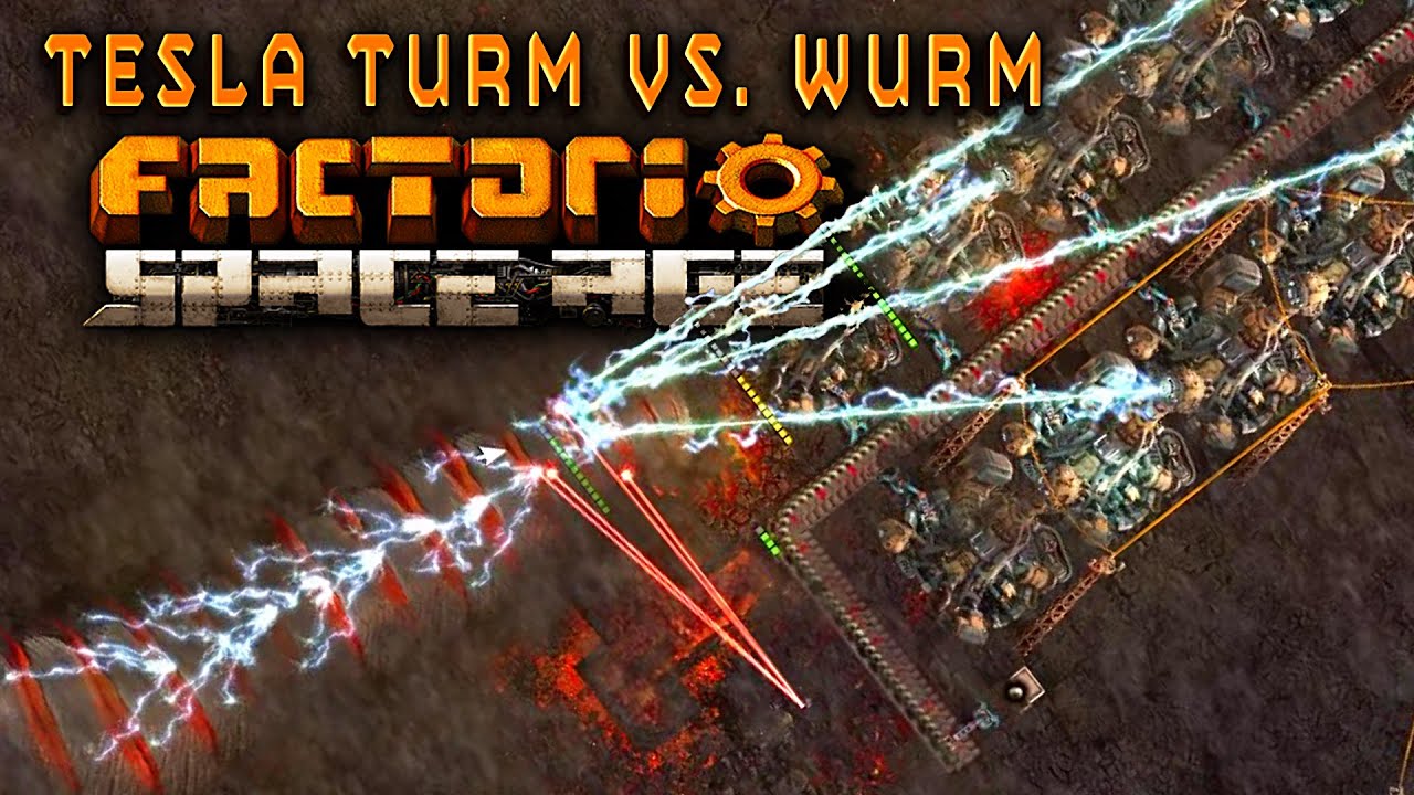 Tesla-Turm gegen Zerstörer Wurm im Factorio Space Age DLC - YouTube