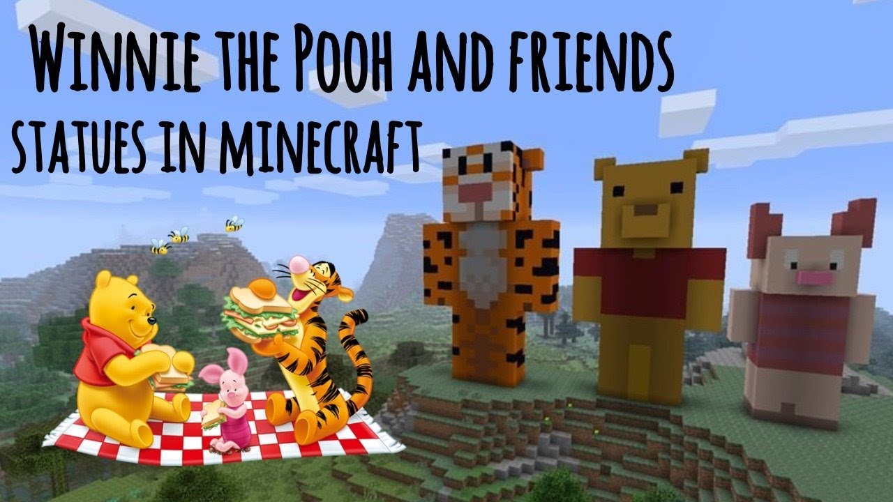 Winne the Pooh, Tigger and piglet: minecraft statue - YouTube