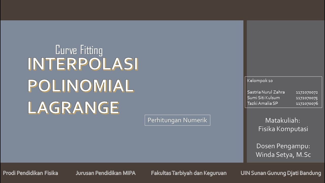 INTERPOLASI POLINOMIAL LAGNRANGE - YouTube