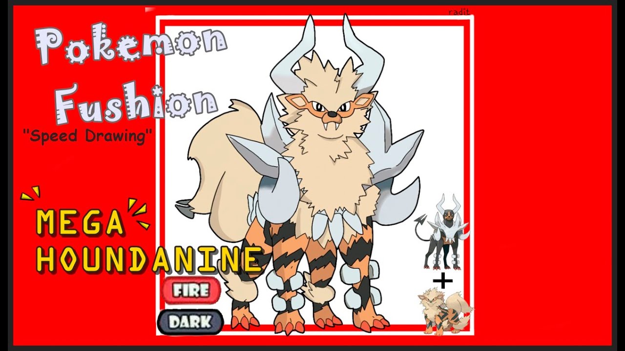 Pokemon Fusion Speed Drawing #3 (Mega houndoom + Arcanine) - YouTube