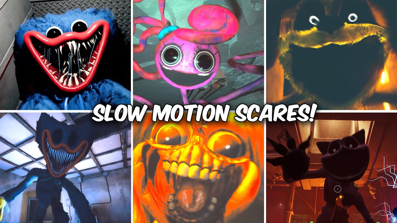 Poppy Playtime Slow Motion Jump Scares Chapters 1-3 - All Main Bosses ...