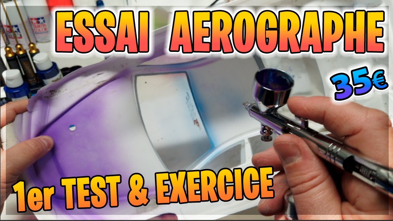1er TEST de PEINTURE à l'AEROGRAPHE et EXERCICE - airbrush paint - YouTube