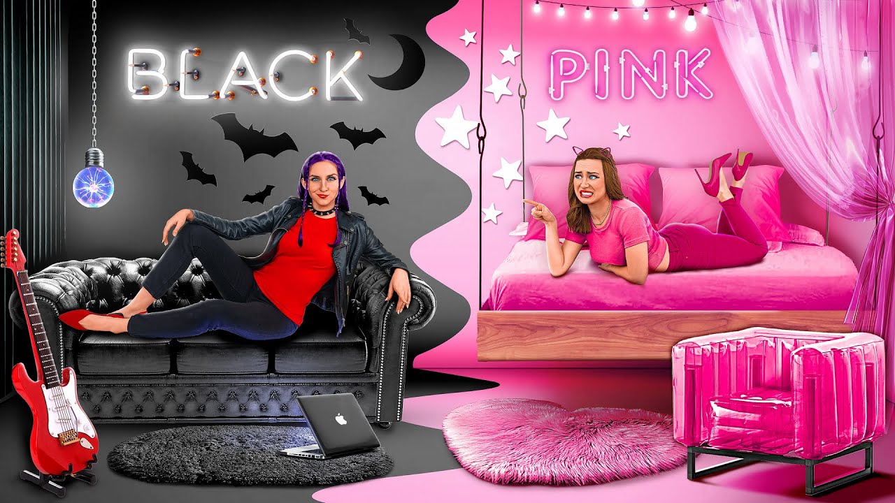 Black vs Pink Room Makeover Challenge by Multi DO Challenge - YouTube