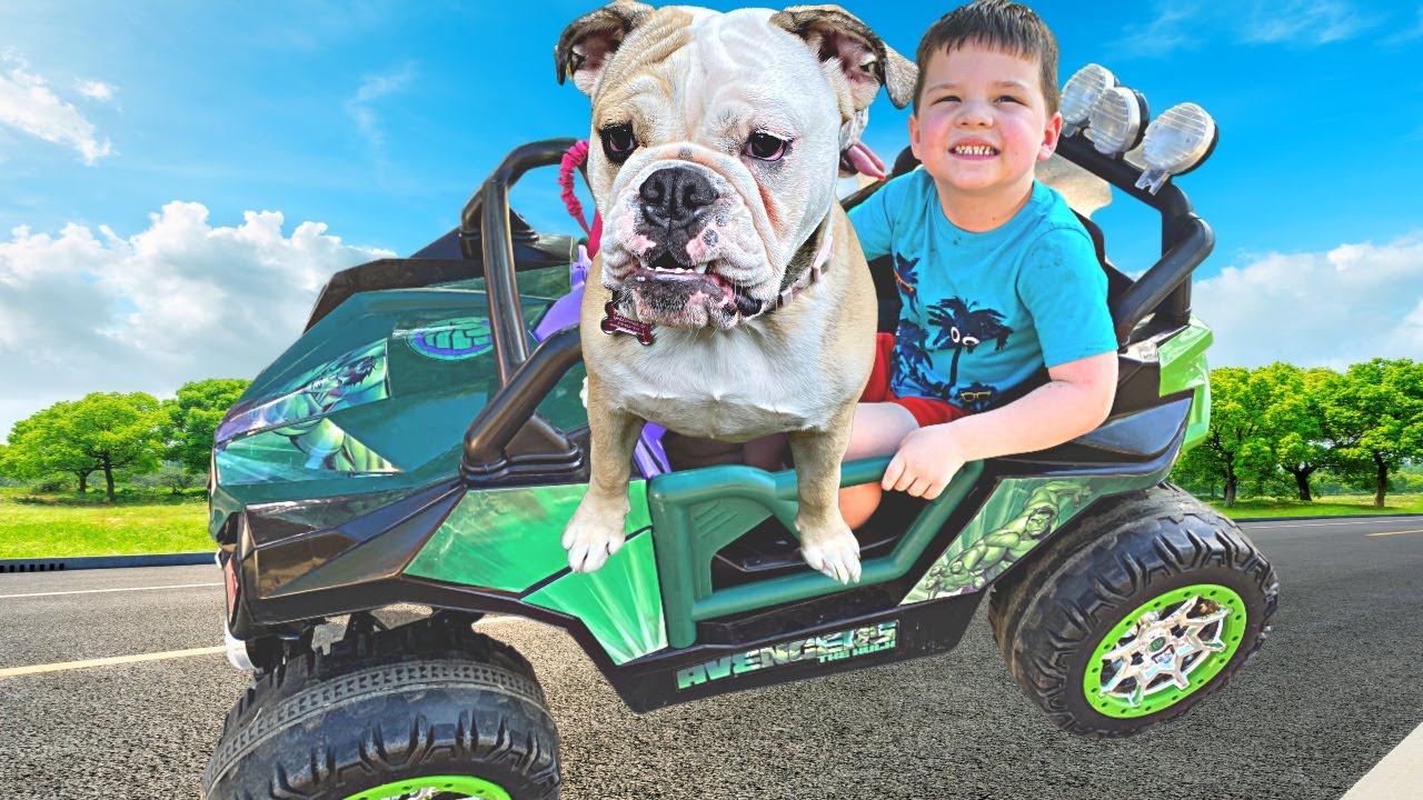 Caleb Pretend Play w/ Ride On Car TOYS and Puppy Dog! - YouTube