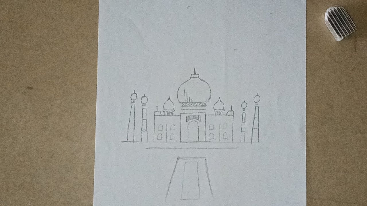 Easy way to draw taj mahal | pencil drawing | easy drawing - YouTube